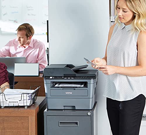 Brother MFC L26 Series All-in-One Laser Printer, Print, Copy, Scan, Fax - 26 ppm, 2400 x 600 dpi, 250 Sheets, Wireless, Mobile Printing, Auto 2-Sided Printing, with MTC Printer Cable