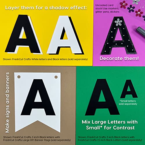 FreshCut Crafts | Bulletin Board Letters & Numbers, Black 3 in. Capital Alphabet Letters, Numbers, Punctuation, US Made Card Stock Punch Out Letters for Posters, Bulletin Boards, Classroom (209 pc)