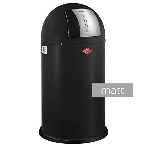 ウェスコ(Wesco) Push Bin 16.9 gal (50 L) PUSHBOY Trash Can with Lid, サイズ:∅40×H75.5cm, Black (Black Matte)