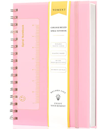 Spiral Notebook College Ruled A5 Spiral Bound Journal 160 Pages Thick Paper Plastic Hardcover Spiral Notebook 5x7 Wire Bound Notebooks for Note Taking School Office Supplies,Pink