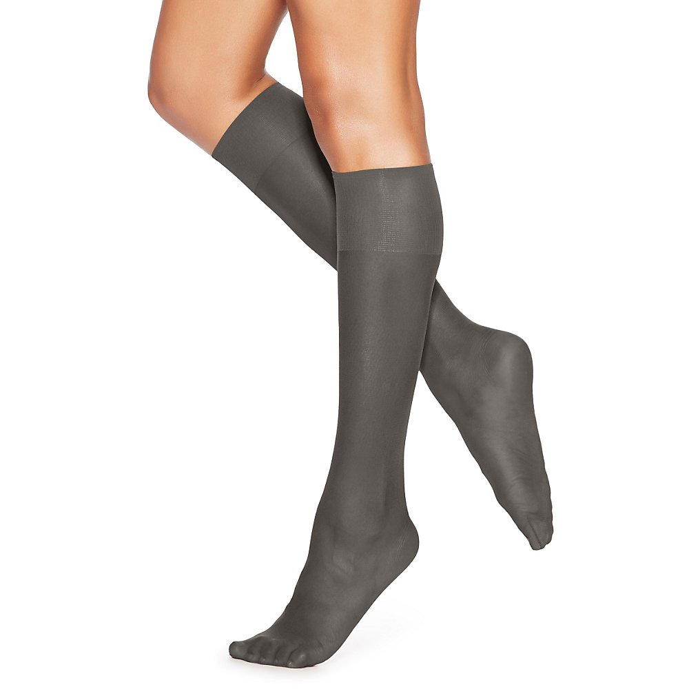 Hanes Silk Reflections Women's 2-Pack Knee High Sandalfoot, Jet, One Size