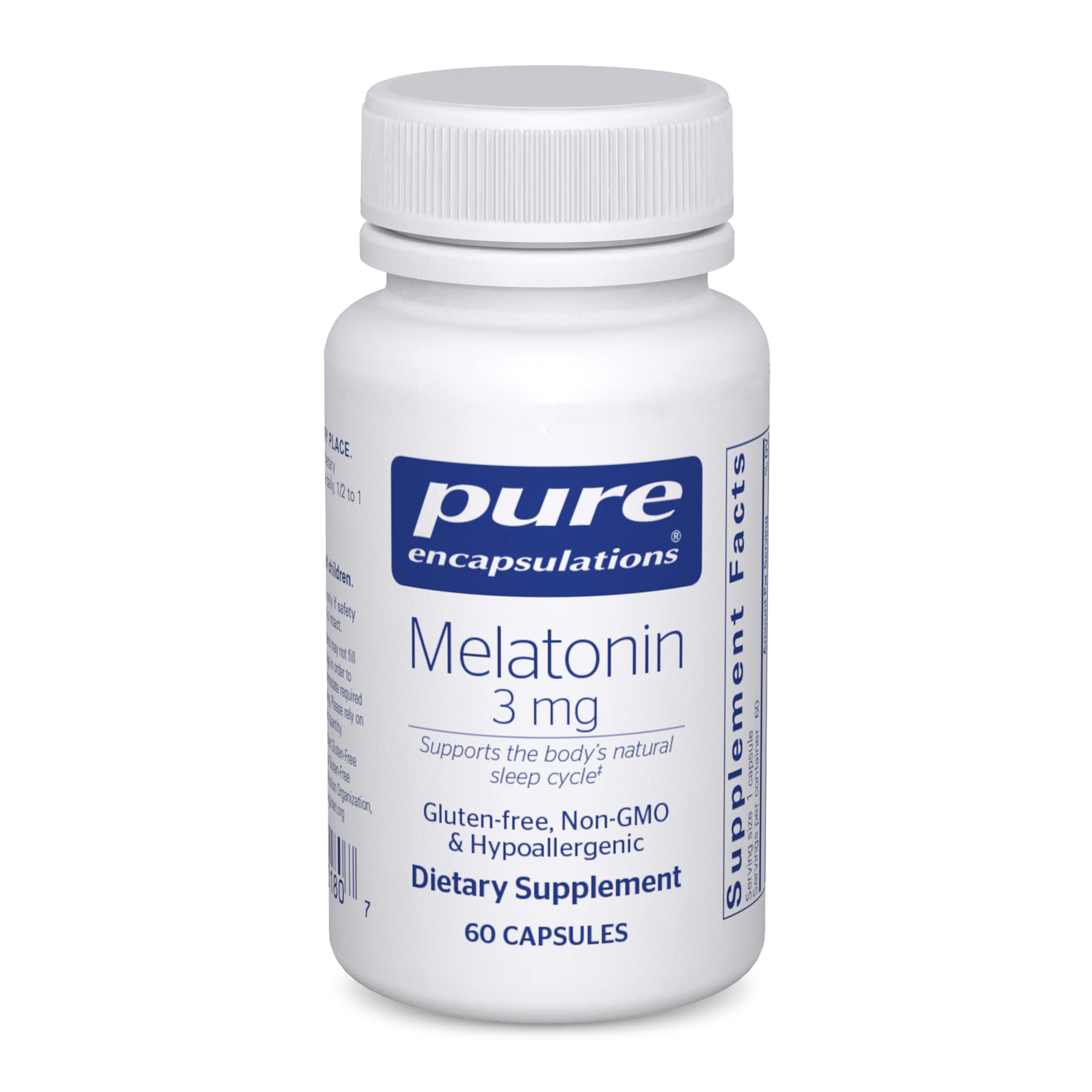 Pure Encapsulations Melatonin 3 mg - Antioxidant Supplement to Support Natural Sleeping & Relief of Occasional Sleeplessness - for Natural Sleep Support* - 60 Capsules