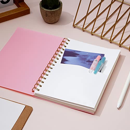 Spiral Notebook College Ruled A5 Spiral Bound Journal 160 Pages Thick Paper Plastic Hardcover Spiral Notebook 5x7 Wire Bound Notebooks for Note Taking School Office Supplies,Pink