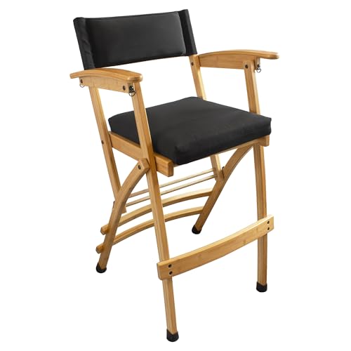 Hollywood Chairs Bamboo Wood Foldable Director's Chair, 32" Tall Folding Chair, Black