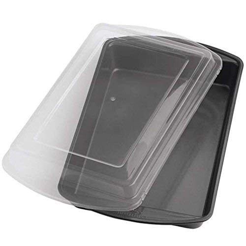 Wilton Perfect Results Premium Non-Stick Bakeware Oblong Cake Pan, Easy Snap On/Off Cover for Maximum Protection, 13 by 9-Inch