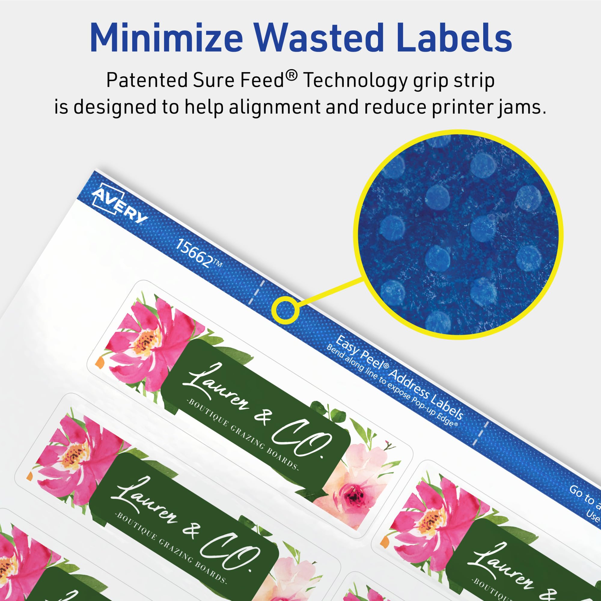 Avery Printable Address Labels with Sure Feed, 1-1/3" x 4", Matte Clear, Permanent Adhesive, Laser Printers, 140 Blank Mailing Labels, Great for Mailing, Product Labels, Jar Labels, and More (15662)