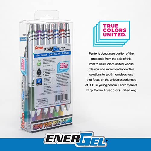 Pentel EnerGel RTX True Colors United (0.7mm) Medium Line, Assorted Ink, 14 Pack Box (BL77PC14MTCU)