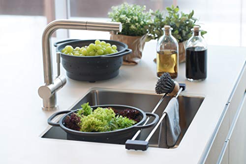 Sanni Shoo drip.line Pure - Adjustable Drip Tray - Practical, Multifunctional Kitchen Rack for Storing Dishcloths and Brushes Hygienically - Drip Drying Bottles - Heat-Resistant (Anthracite, Pure)