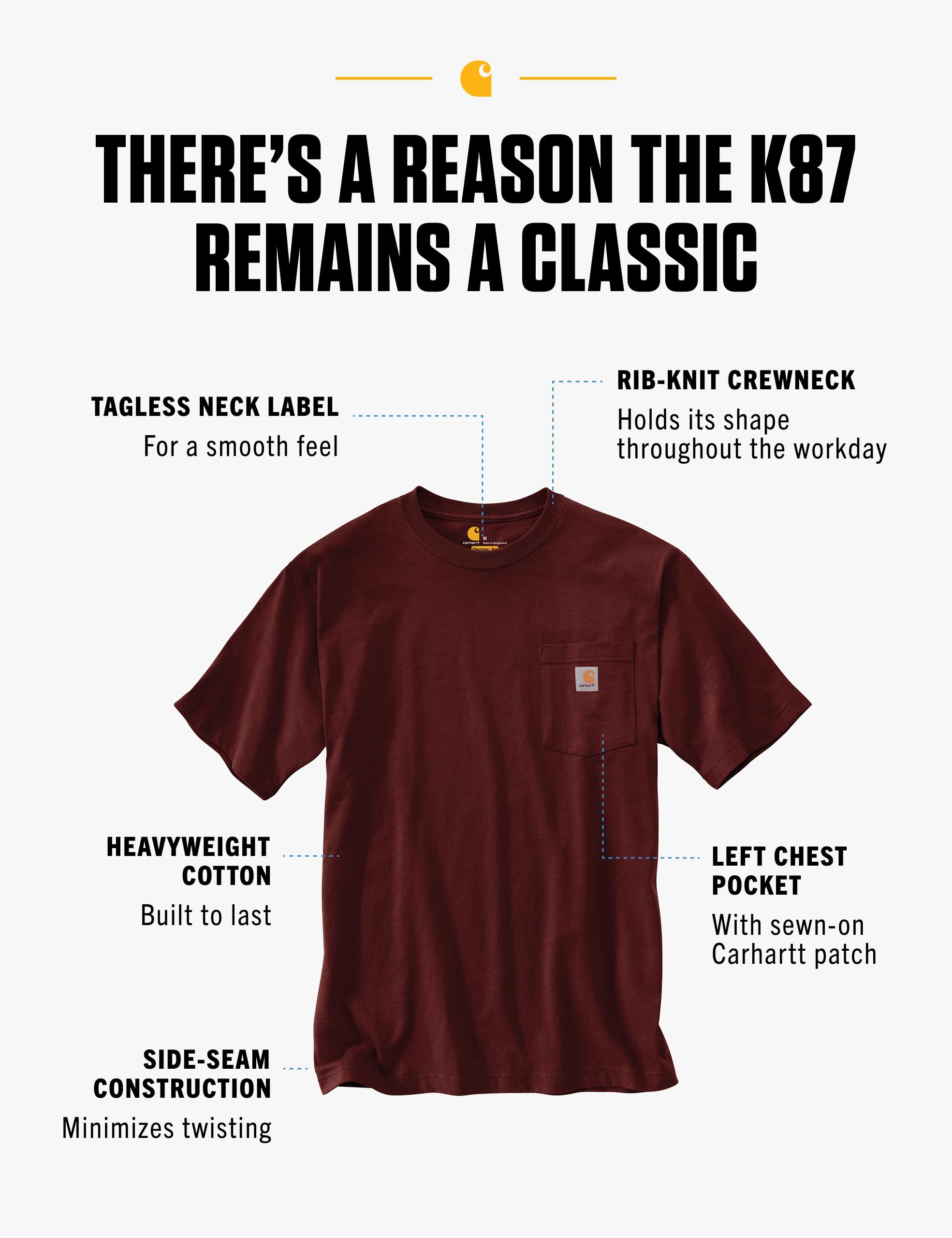 Carhartt Men's Loose Fit Heavyweight Short-Sleeve Pocket T-Shirt (Also Available in Big & Tall), Port, X-Large