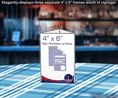 10 Pack Sign Holder Multi Sided 4 x 6 Inch Clear Acrylic Counter Signage Display Accommodates 3 Images for Bars Restaurants and Nightclubs by Marketing Holders
