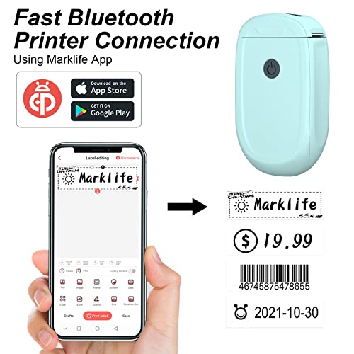 Marklife P11 Label Maker Machine with 4 Rolls Tape,Mini Thermal Wireless Inkless Sticker Printer Machine for Home Kitchen Office Organization