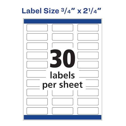 Avery Matte White Return Address Label, Sure Feed Technology, Permanent Adhesive, 3/4" x 2-1/4", 600 Labels (8257)