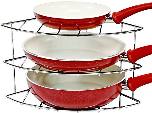 DecoBros 3-Tier Counter and Cabinet Corner Shelf Organizer, Chrome