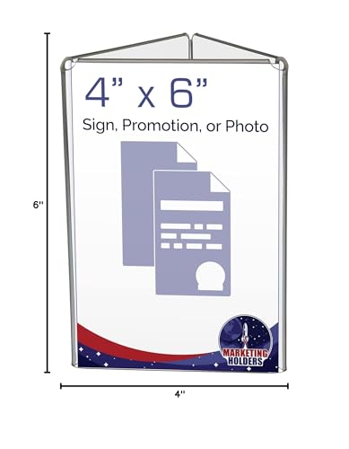 10 Pack Sign Holder Multi Sided 4 x 6 Inch Clear Acrylic Counter Signage Display Accommodates 3 Images for Bars Restaurants and Nightclubs by Marketing Holders