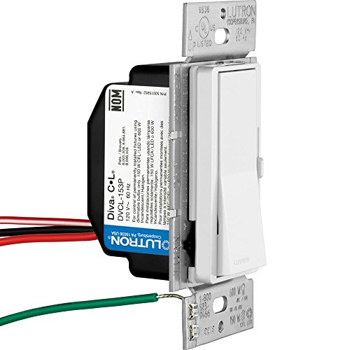 Lutron Diva LED+ Dimmer for Dimmable LED, Halogen and Incandescent Bulbs with Wallplate | 150W/Single-Pole or 3-Way | DVWCL-153PH-AL | Almond