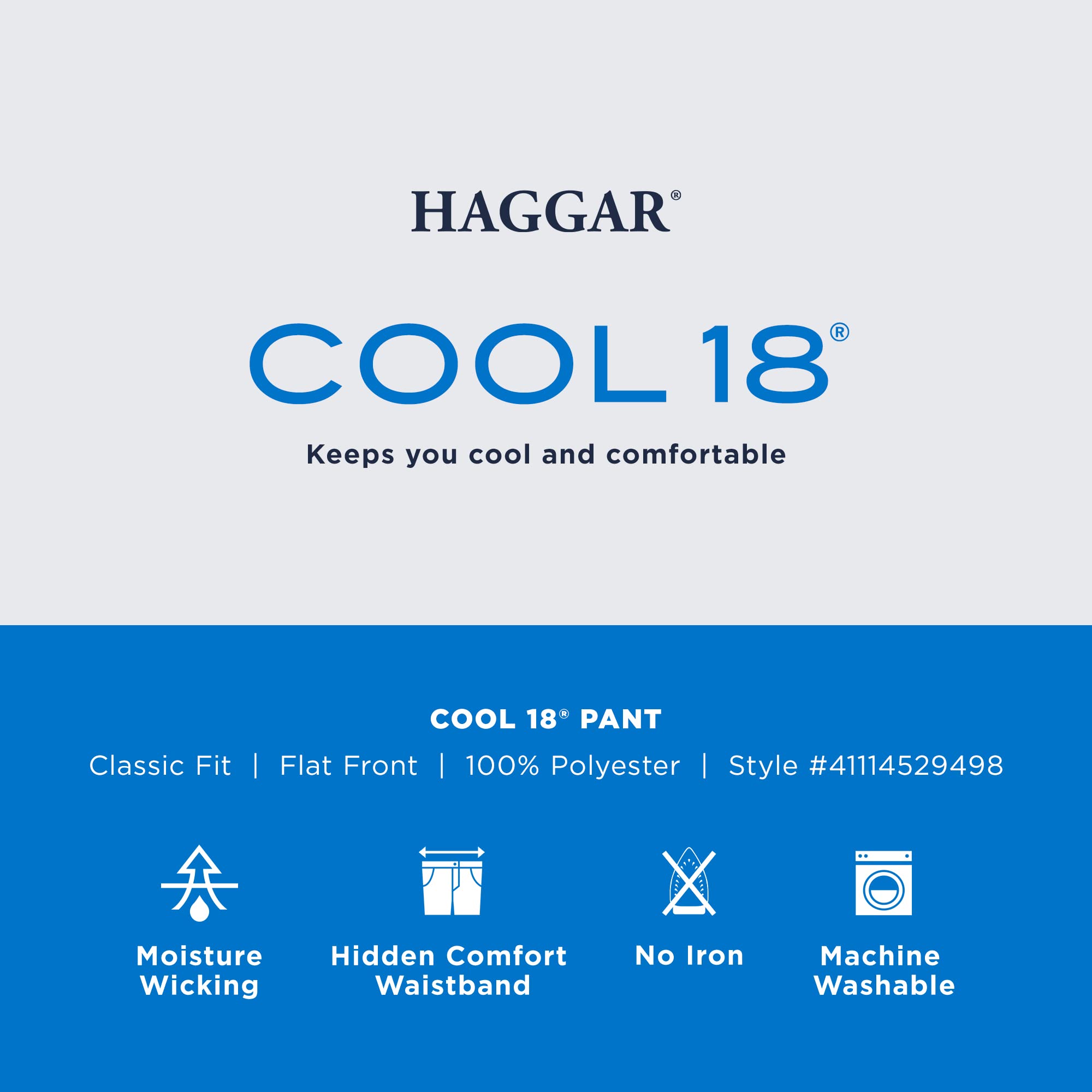Haggar mens Cool 18 Stria Hidden Expandable Waistband Plain Front casual pants, British Khaki, 38W x 30L US