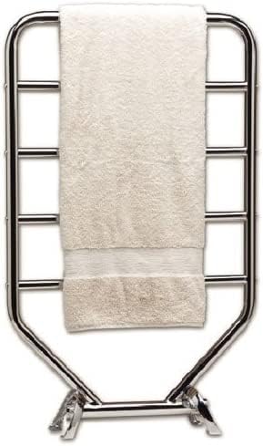 Warmrails Traditional Towel Warmer - Free-Standing or Wall Mounted Towel Warmer Rack for Drying Towels and Garments - 34-Inch Nickel Finish Frame with 4 Bars - Model RTS