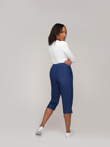 Alfred Dunner Women's All Around Elastic Waist Denim Missy Capris Pants Jeans, 14
