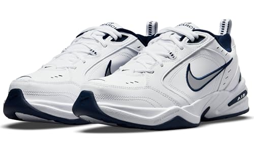 Nike Men's Air Monarch IV Cross Trainer, White/Metallic Silver, 10 X-Wide