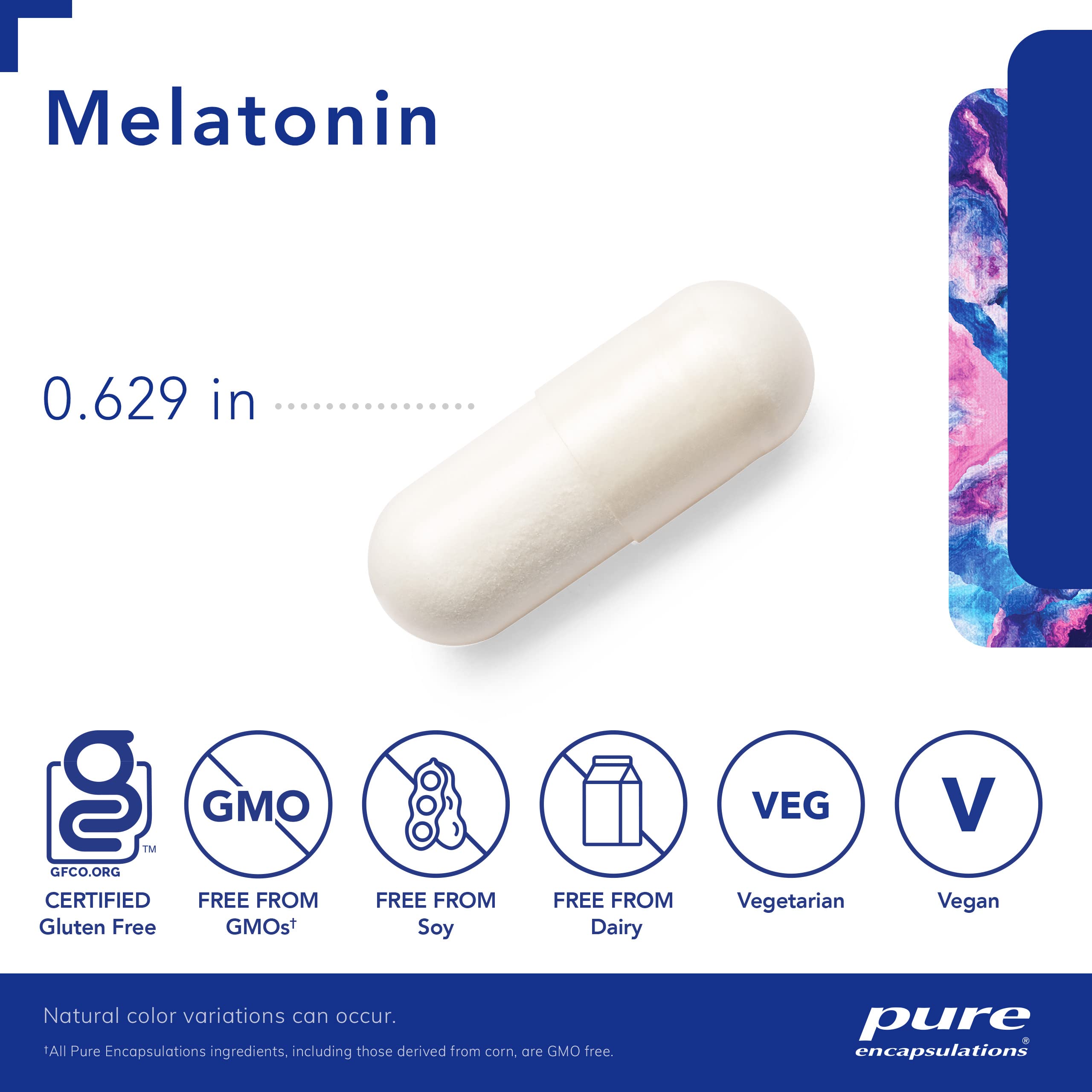 Pure Encapsulations Melatonin 0.5 mg - Natural Sleep Helper for Bedtime - Regulates Sleep-Wake Cycle - 0.5 mg Melatonin - Vegan & Non-GMO - 60 Capsules