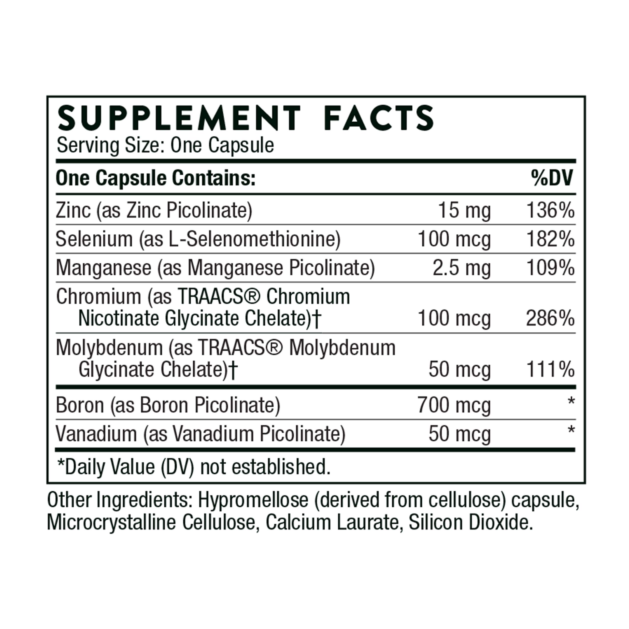 THORNE Pic-Mins - Trace Mineral Complex with 7 Essential Trace Minerals - 90 Capsules