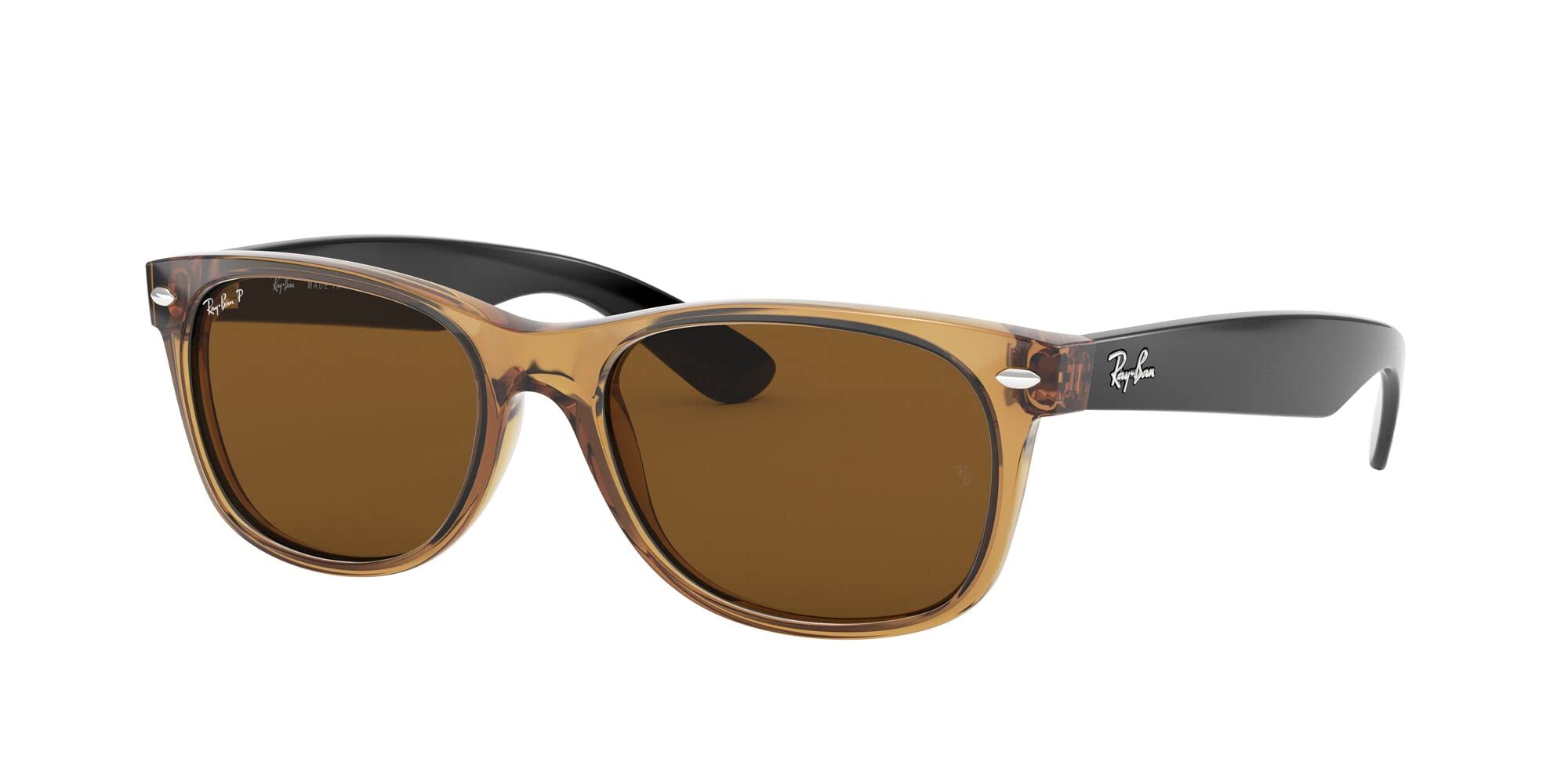 Ray-Ban RB2132 New Wayfarer Square Sunglasses, Honey/Polarized B-15 Brown, 55 mm