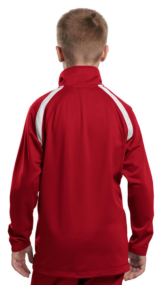 SPORT-TEK YST90 Youth Tricot Track Jacket - True Red/White - M