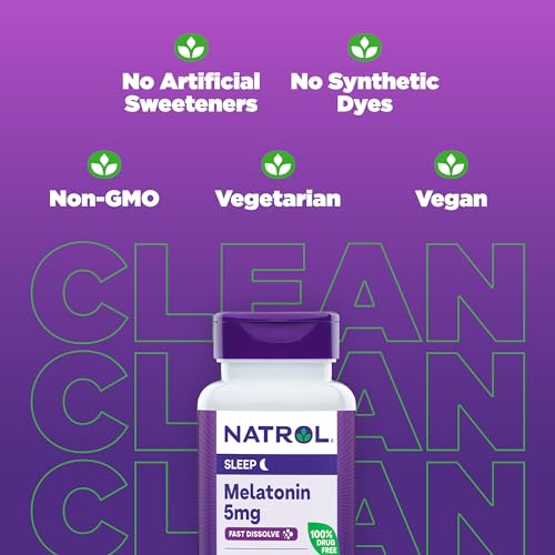 Natrol Fast Dissolve Melatonin 5 mg, Melatonin Supplements for Restful Sleep, Sleep Support for Adults, 90 Strawberry-Flavored Tablets, Up to a 90 Day Supply