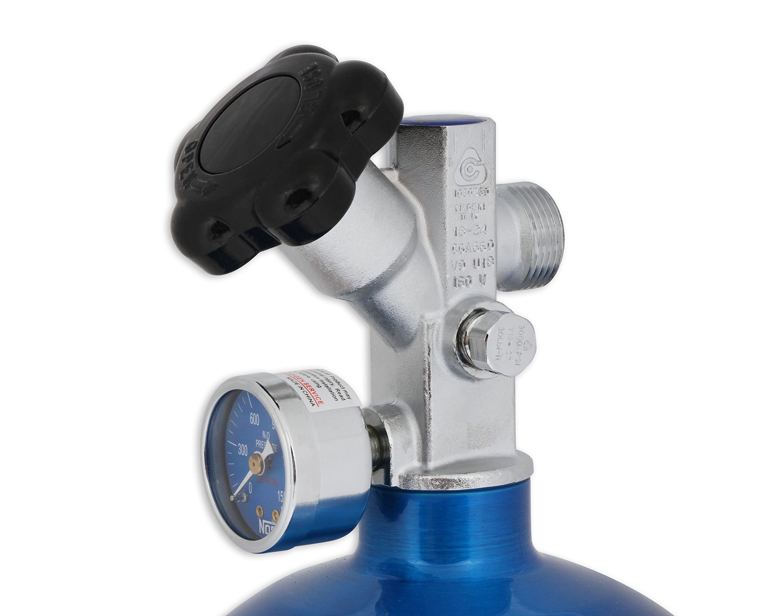 NOS 14750NOS Electric Blue Aluminum 15-pound Nitrous Bottle with Hi-Flow Valve