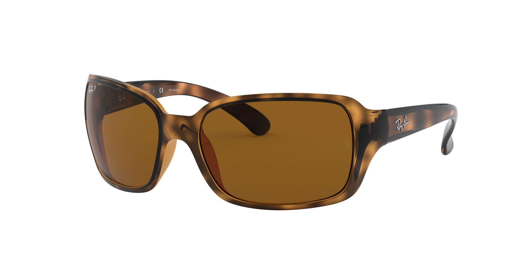 Ray-Ban Women's RB4068 Square Sunglasses, Havana/Polarized B-15 Brown, 60 mm + 0
