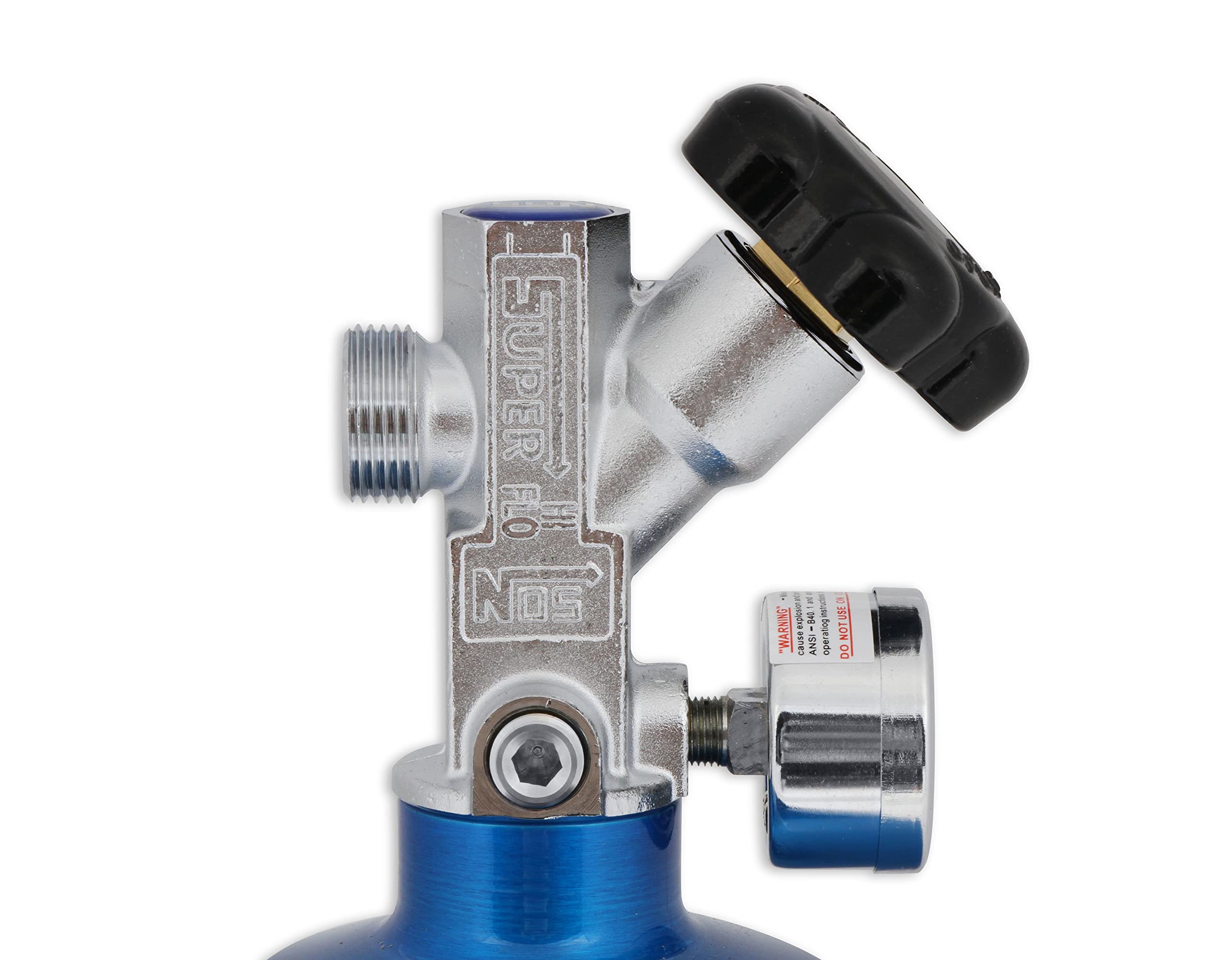 NOS 14750NOS Electric Blue Aluminum 15-pound Nitrous Bottle with Hi-Flow Valve