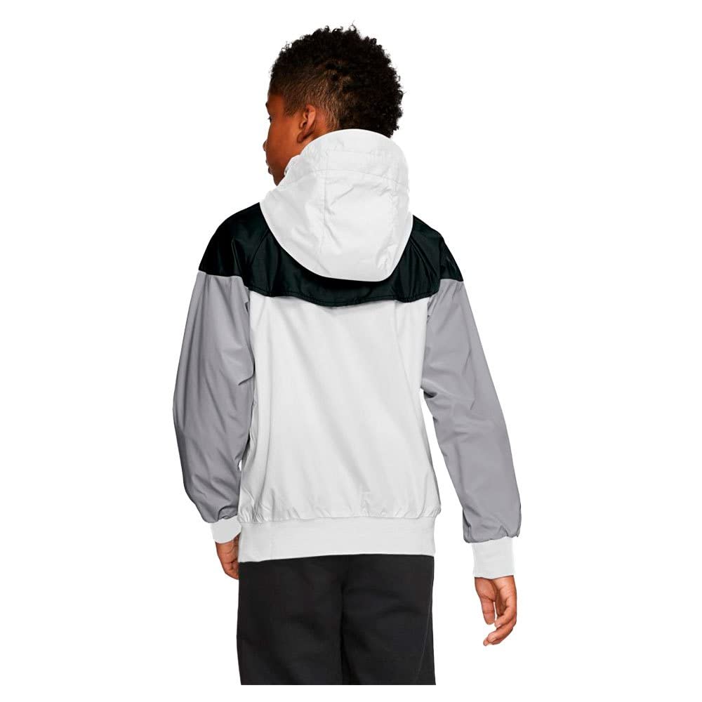 Nike Boy's Sportswear Windrunner Jacket (Little Kids/Big Kids) White/Black/Wolf Grey/White XL (18-20 Big Kid)