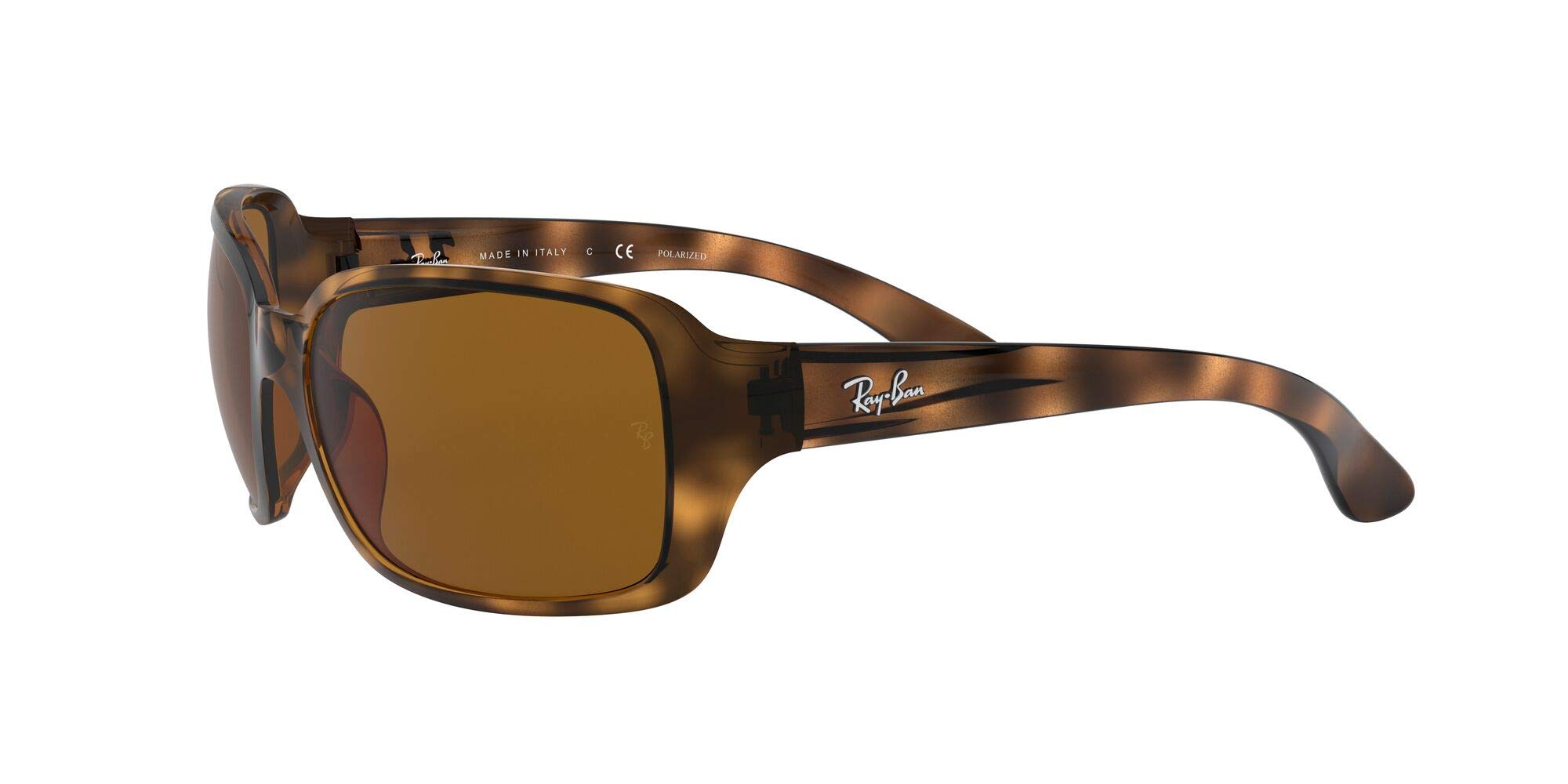Ray-Ban Women's RB4068 Square Sunglasses, Havana/Polarized B-15 Brown, 60 mm + 0