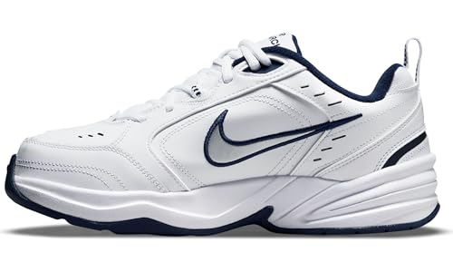 Nike Men's Air Monarch IV Cross Trainer, White/Metallic Silver, 10 X-Wide