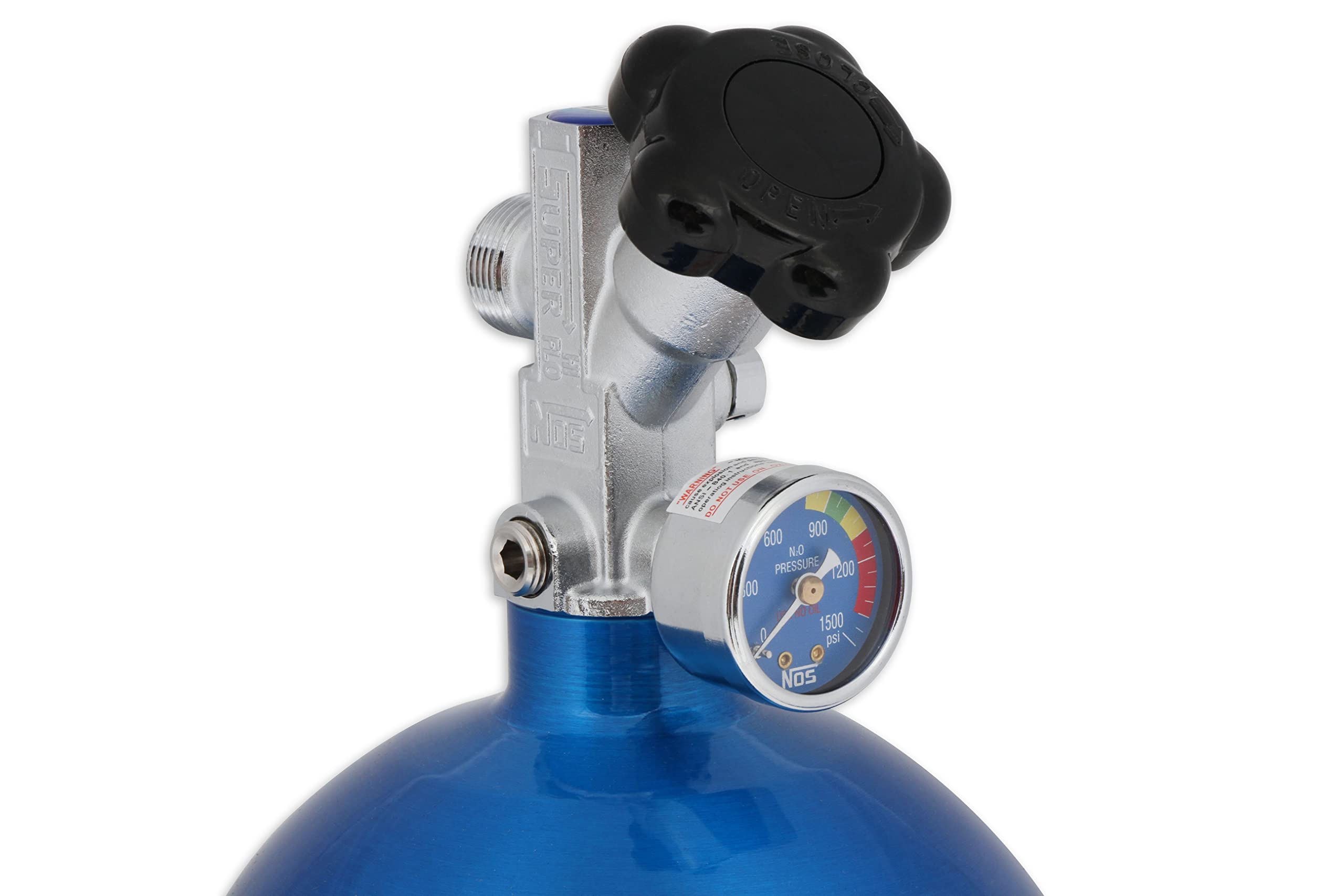NOS 14750NOS Electric Blue Aluminum 15-pound Nitrous Bottle with Hi-Flow Valve