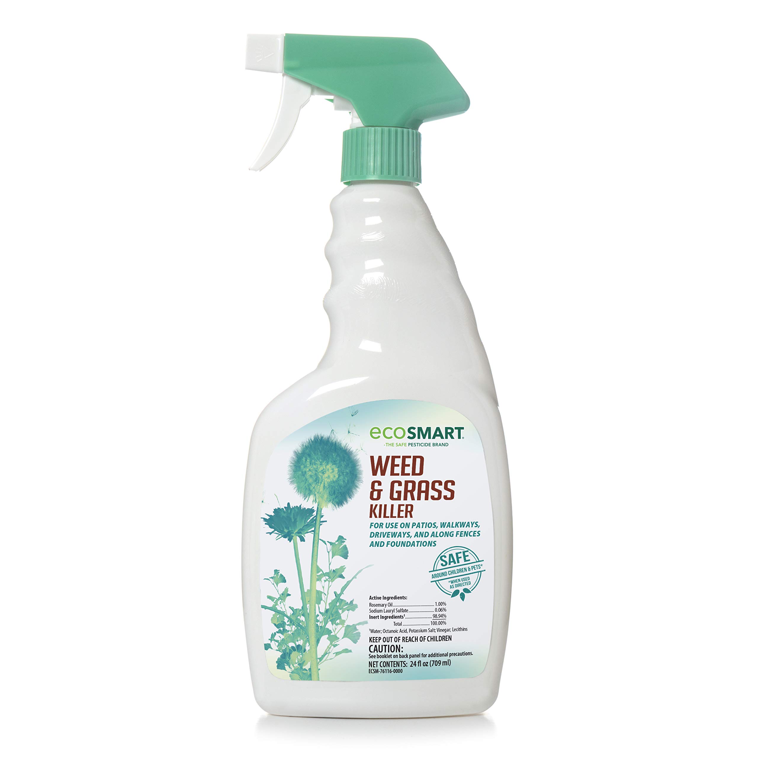 EcoSmart Natural, Glyphosate-Free Weed and Grass Killer Ready-to-Use Spray Formula for Lawns, Patios, Driveways and Pavers, 24 Ounce Bottle