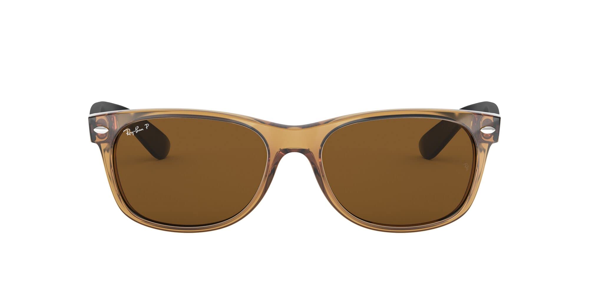 Ray-Ban RB2132 New Wayfarer Square Sunglasses, Honey/Polarized B-15 Brown, 55 mm