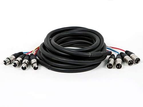 Monoprice 4-Channel XLR Male to XLR Female Snake Cable - 3 Feet - Black/Silver, Metal Connector Housings, Plastic and Rubber Cable Boots