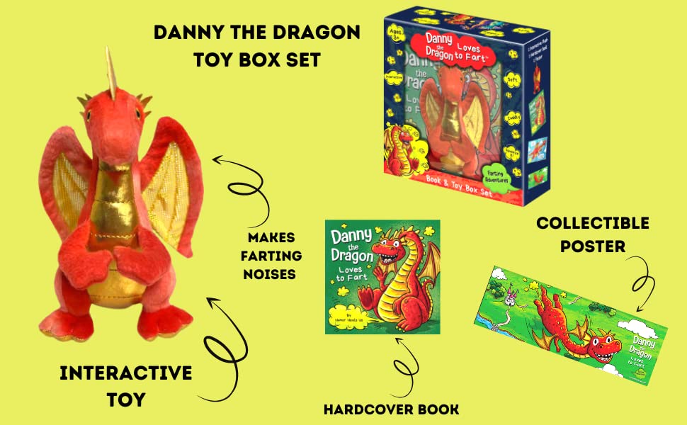 Danny the Dragon Interactive Farting Toy Book Gift Box Set