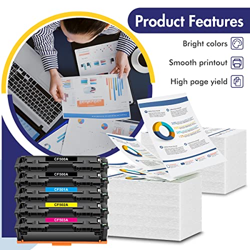 INFITONER 202A Toner Cartridge 5 Pack Compatible Replacement for HP 202A CF500A 202X CF500X Color Pro MFP M281fdw M281cdw M254dw M254nw M281fdn M254 M281 Printer Ink (Black Cyan Magenta Yellow)