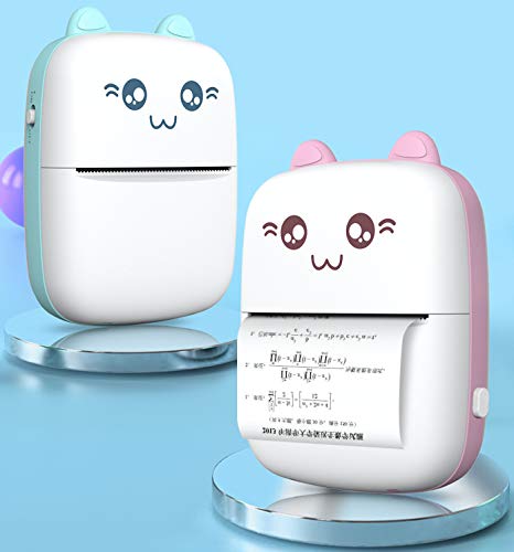 Greaked Mini Printer Portable Pocket Thermal Printer with Rolls Paper USB Cable, Bluetooth Wireless Smart Printer for Retro-Style Photos Pictures Receipts Study Notes Labels Lists Memo