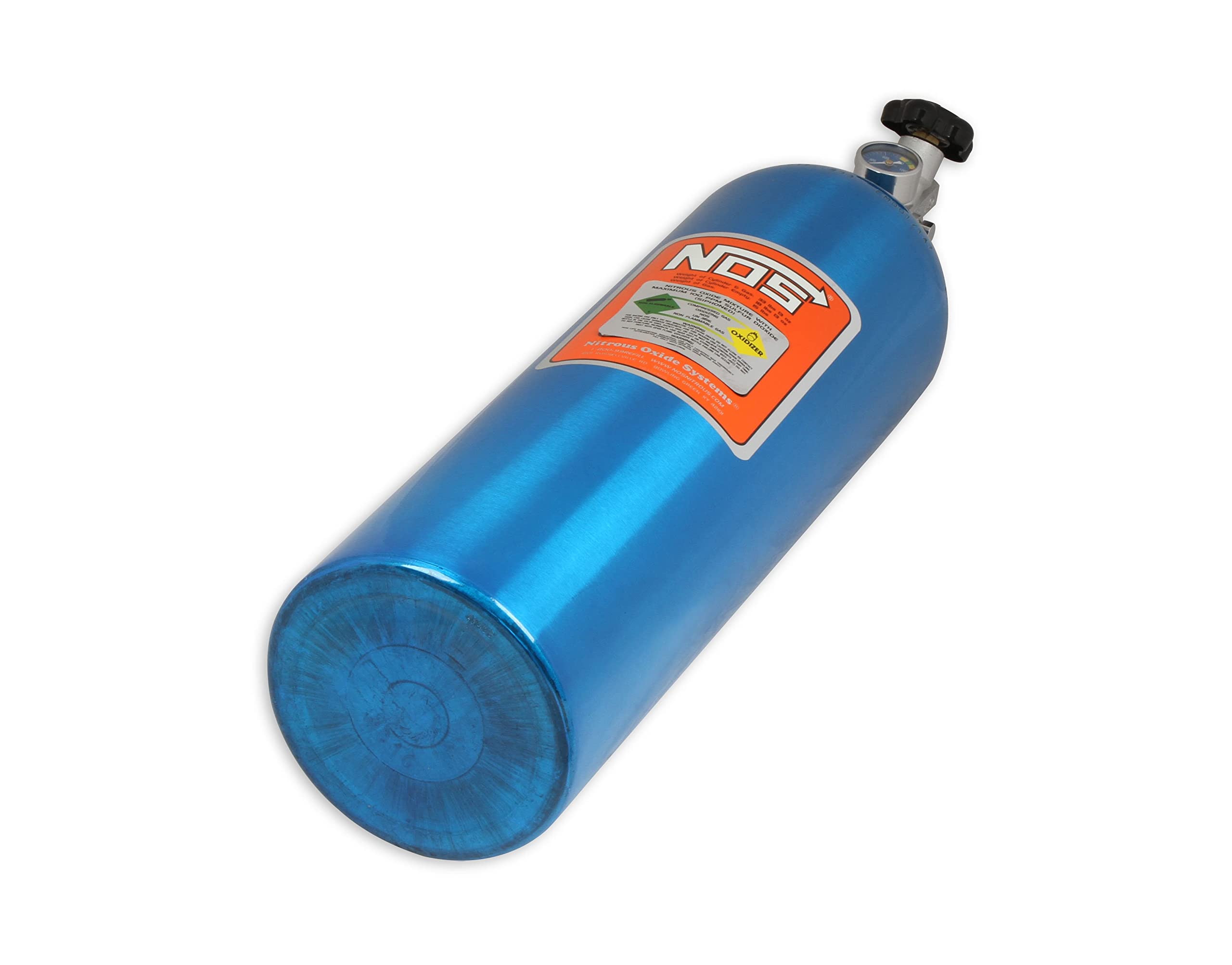 NOS 14750NOS Electric Blue Aluminum 15-pound Nitrous Bottle with Hi-Flow Valve