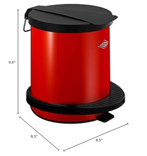 WESCO 101 101012-02 Pedal-Type Trash Can, Red, Size: Diameter 8.5 x Height 9.6 inches (21.5 x 24.5 cm), Pedal Bin, 1.6 gal (5 L)