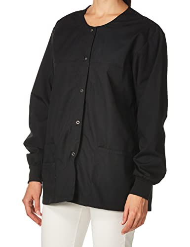 WonderWink Women's Origins Delta Unisex Scrub Jacket, Black, Medium