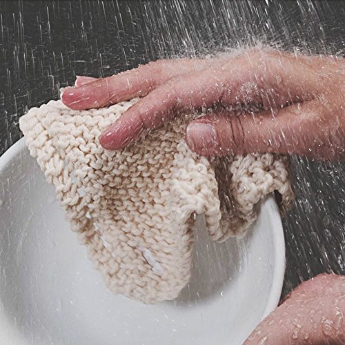 Toockies Hand knit Organic Cotton & Jute Scrub Cloths in Vintage Dish Cloth Pattern- 2 pack