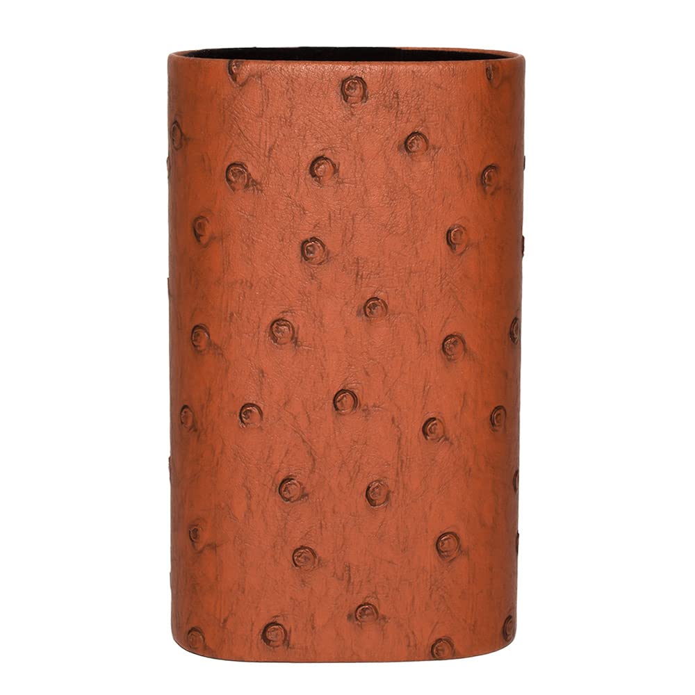 Calabria Desktop Eye Glasses Holder Soft Lining Weighted Base Brown Mens Womens Eyeglasses Stand Case Nightstands PU Leather