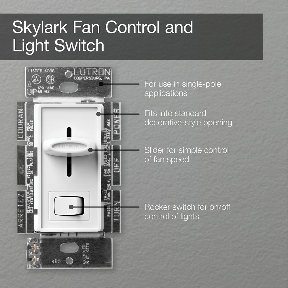 Lutron Electronics SFSQ-LF-WH Skylark Fan Control, White