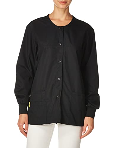 WonderWink Women's Origins Delta Unisex Scrub Jacket, Black, Medium