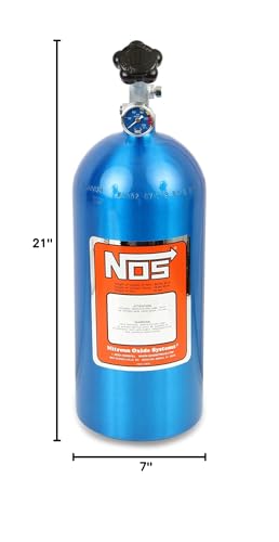 NOS 14745 Electric Blue 10-pound Aluminum Nitrous Bottle with Hi-Flow Valve