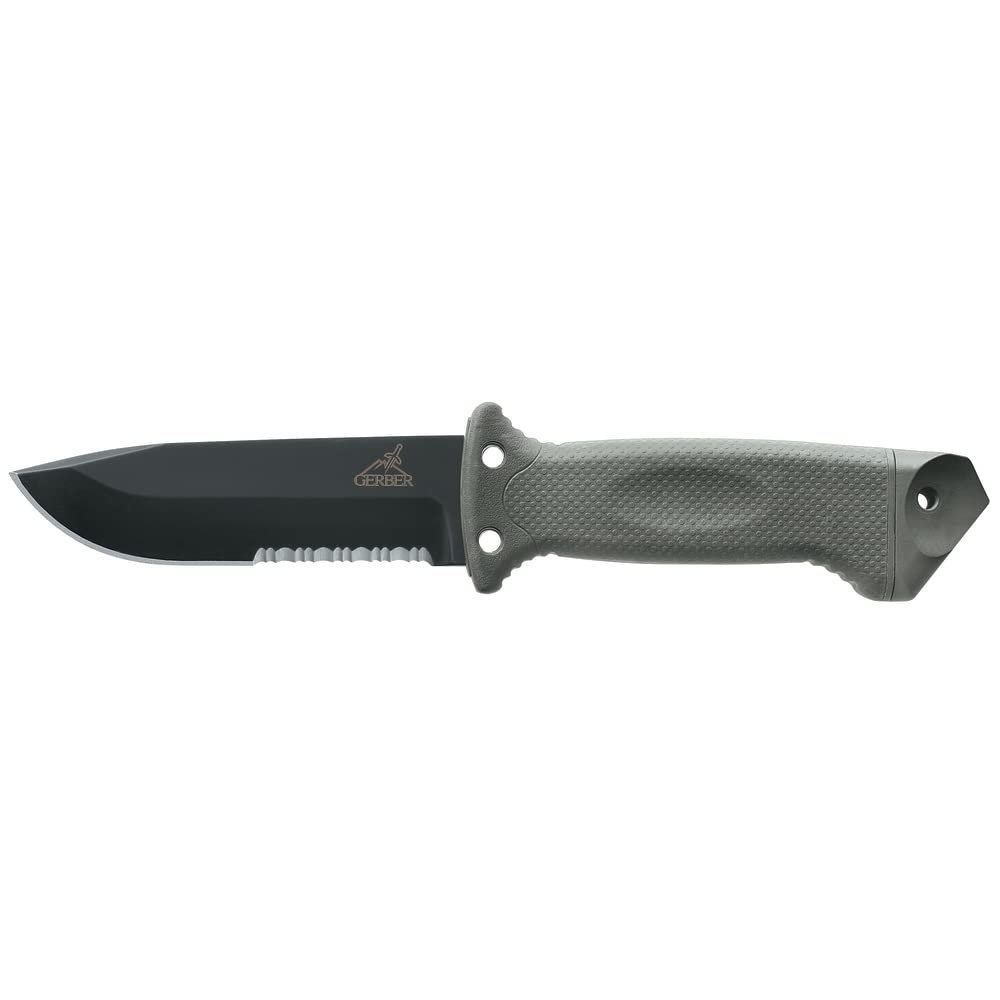 Gerber Gear LMF II Infantry Survival Knife, Military Grade Tactical Fixed Blade with Serrated Edge, Shock Absorbing Handle, Molle Sheath and Sharpener, Green